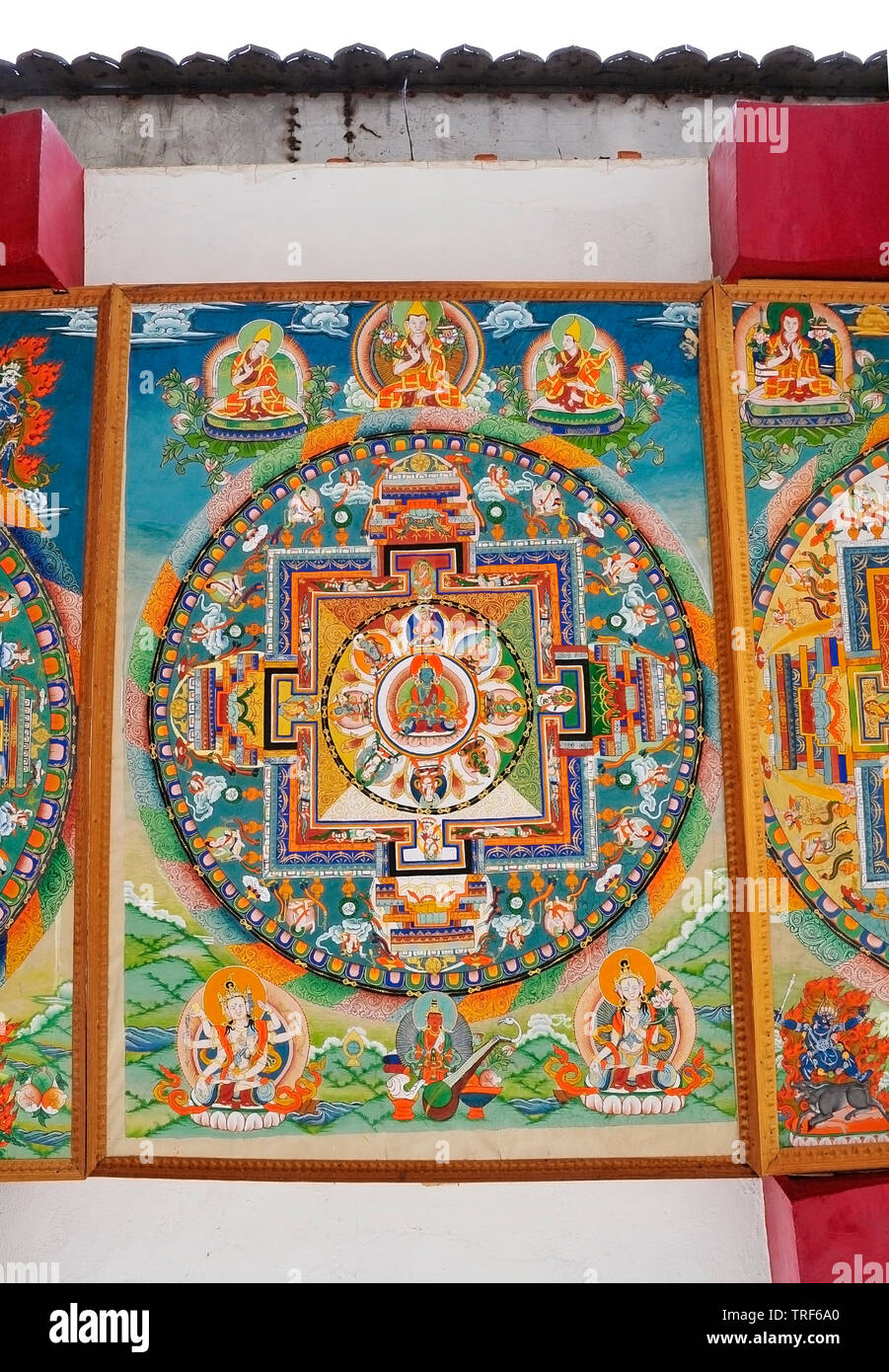 Tibetan Buddhist painting (wheel of life), Thiksey Gompa, Leh, Ladakh ...