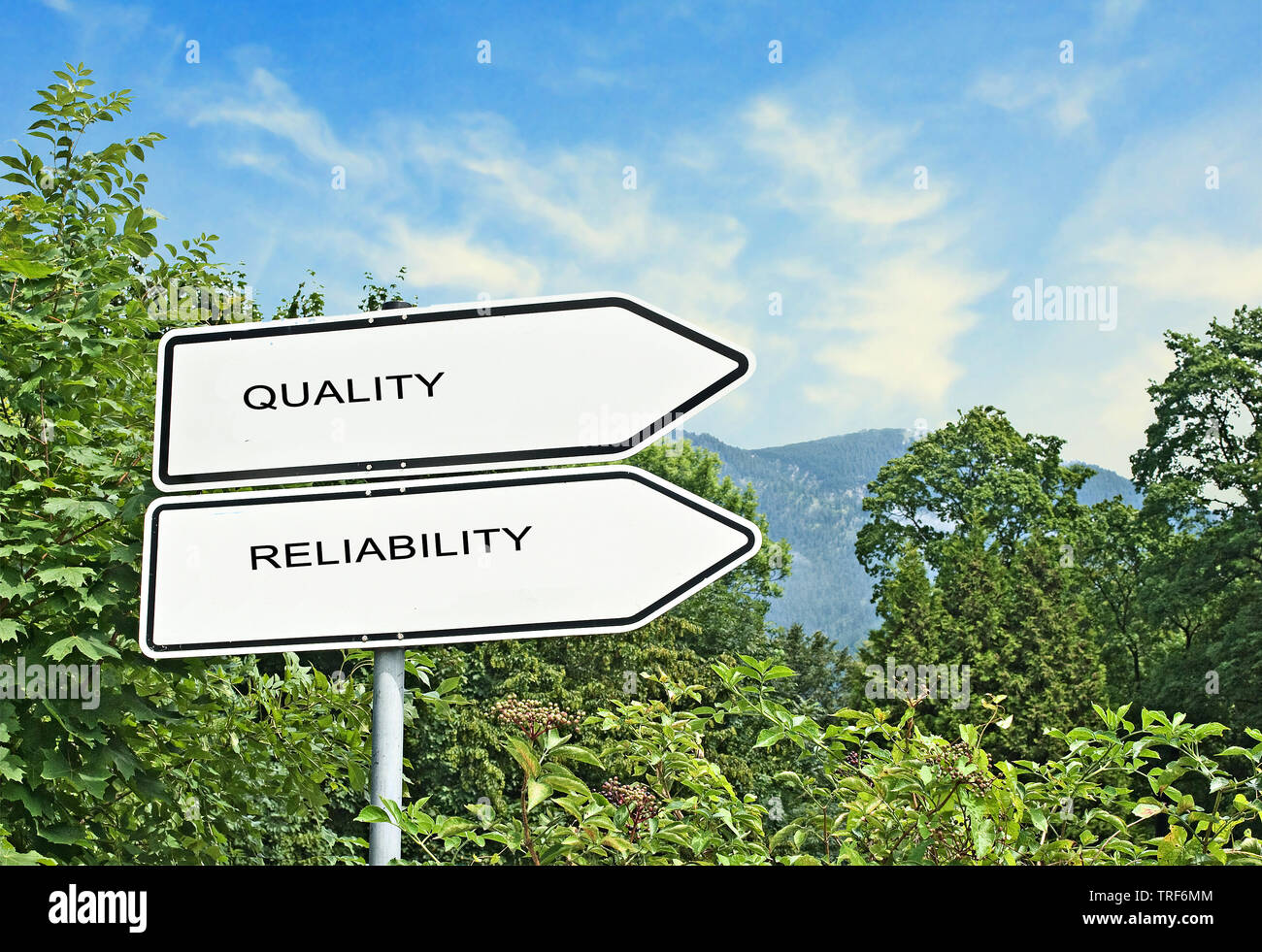 Road sign to quality, reliability Stock Photo - Alamy