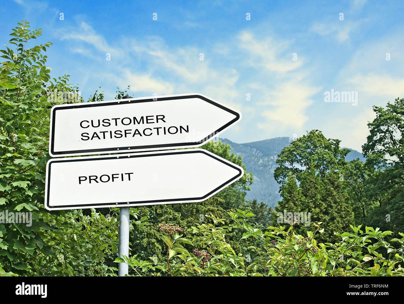Road sign to customer satisfaction and profit Stock Photo - Alamy
