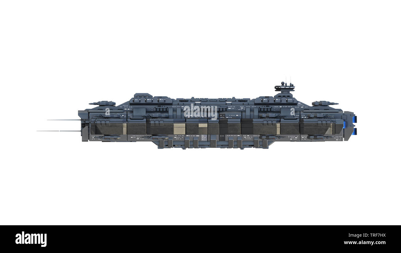 Spaceship flying, alien UFO spacecraft in flight isolated on white ...