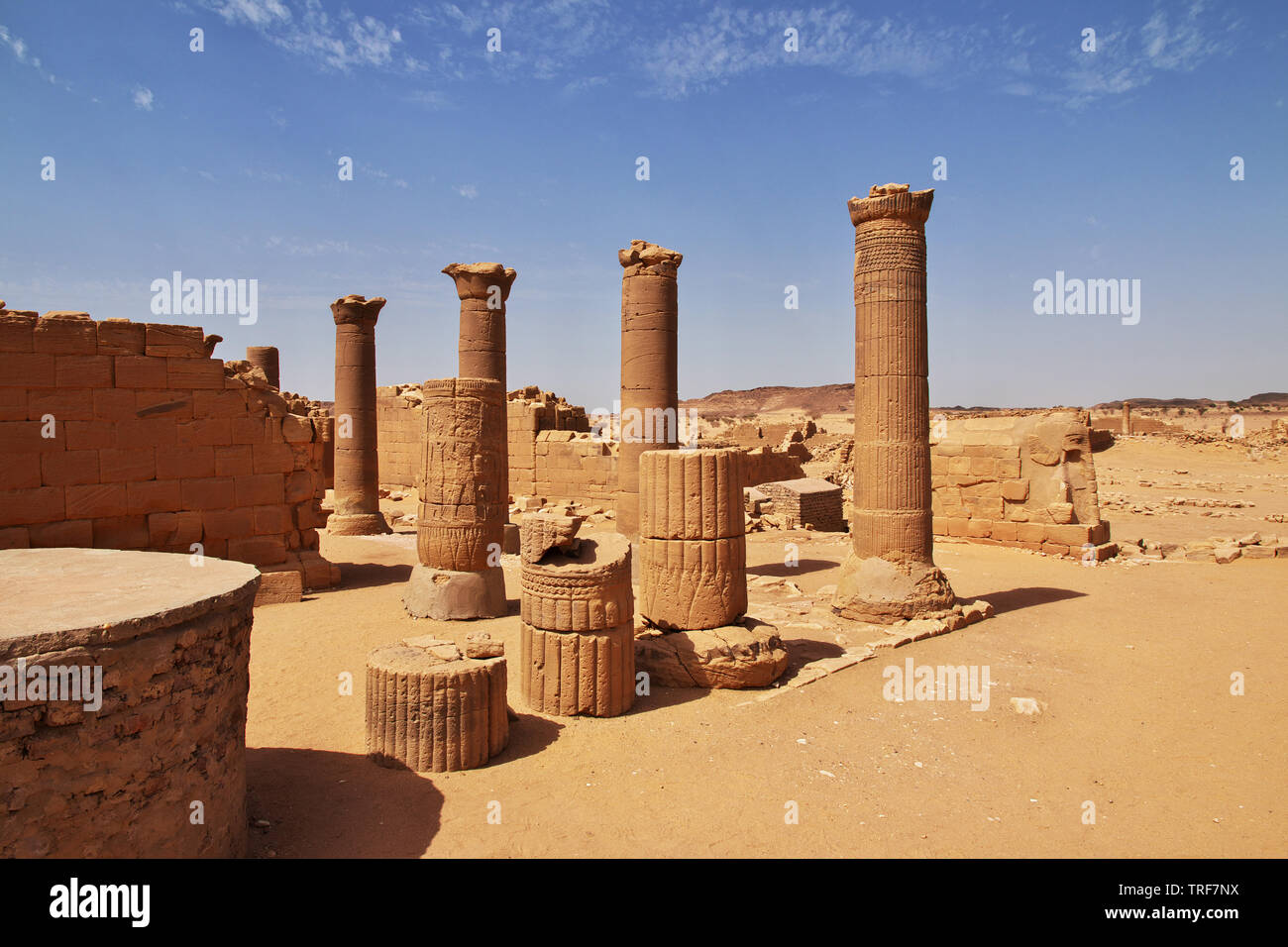 Kingdom Kush - the ruins of the Temple in the desert of the Sudan Stock ...