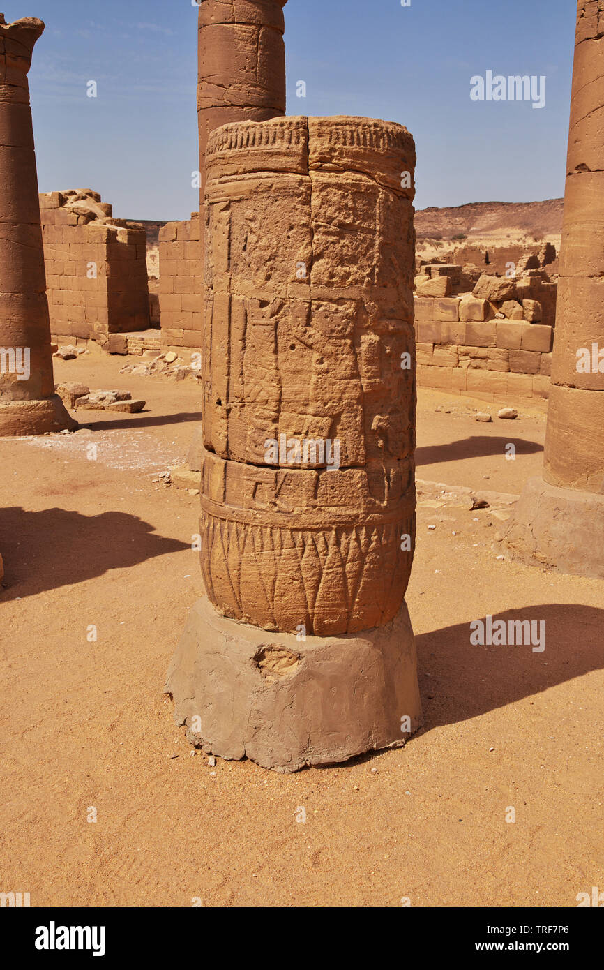 Kingdom Kush - the ruins of the Temple in the desert of the Sudan Stock ...