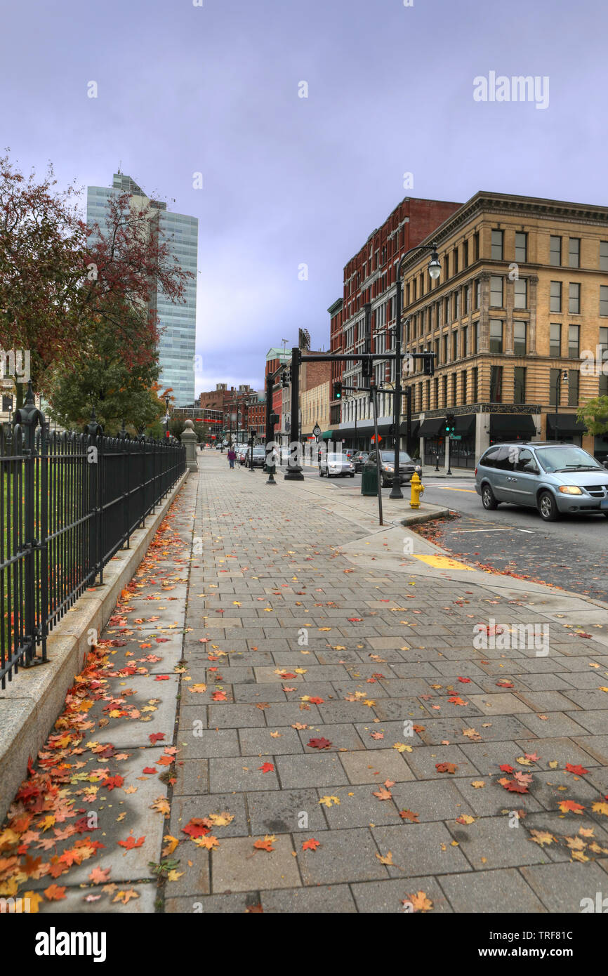 A Vertical of street scene in Worcester, Massachusetts Stock Photo - Alamy