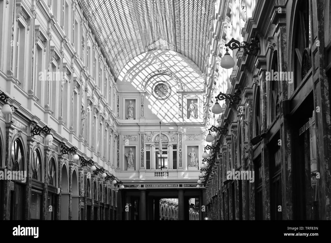 Brussels, Belgium - May 2019: St Hubert royal galleries shopping mall ...
