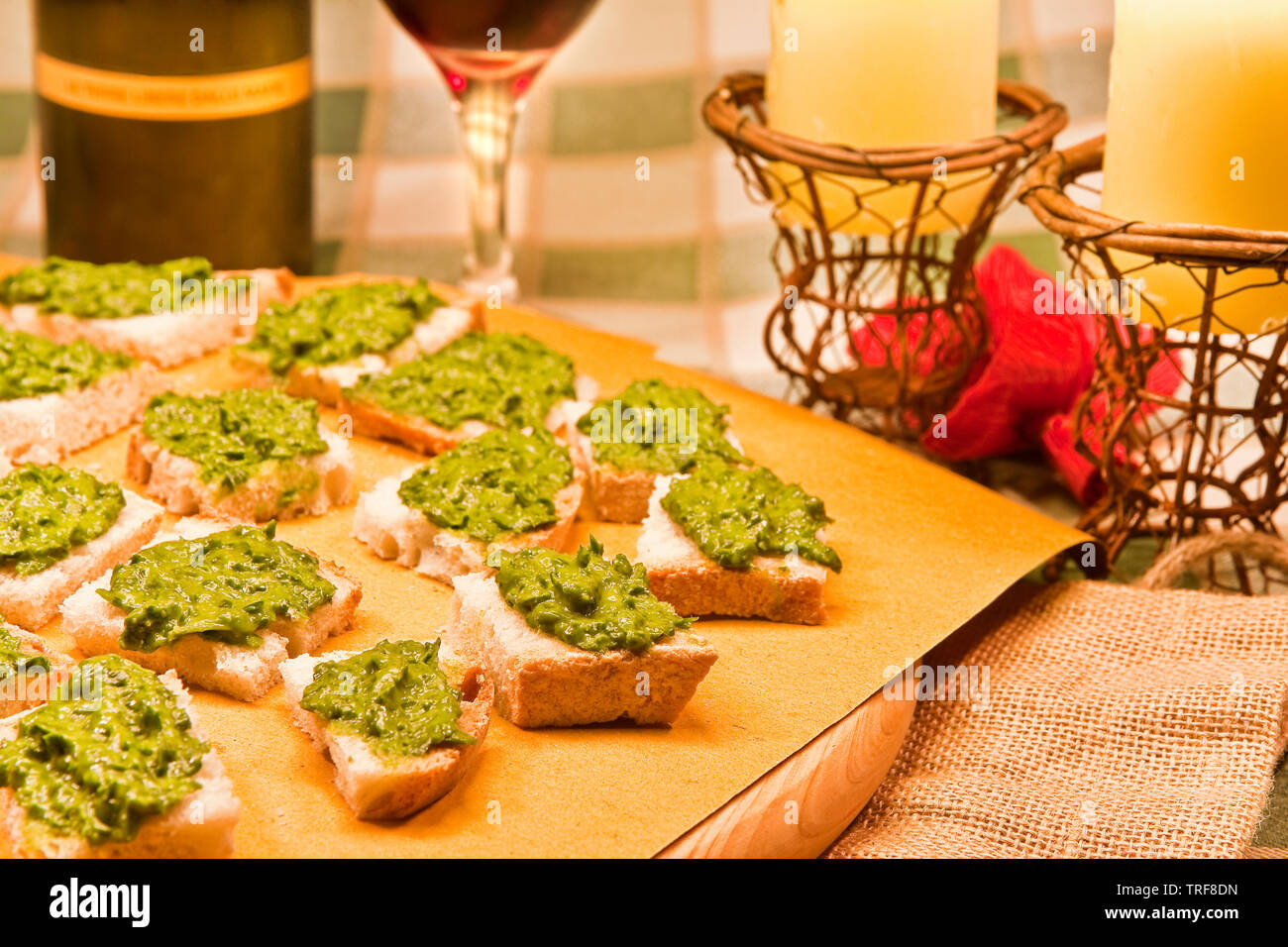 Italian appetizer with toasted bread and parsley Stock Photo - Alamy