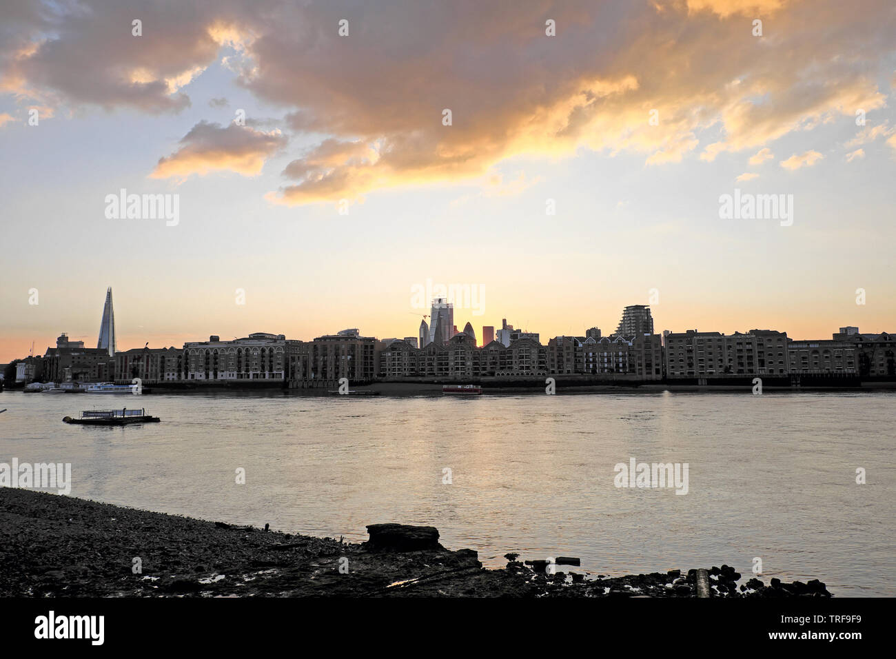 View across the River Thames from Rotherhithe in South London towards ...