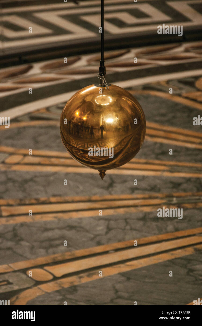 Famous Foucault Pendulum copper ball swinging inside the Pantheon in ...