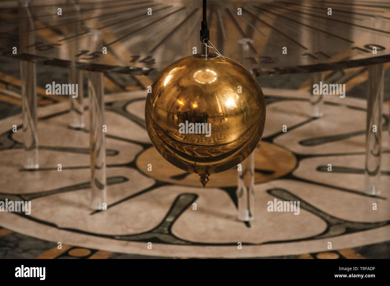 Famous Foucault Pendulum copper ball swinging inside the Pantheon in ...