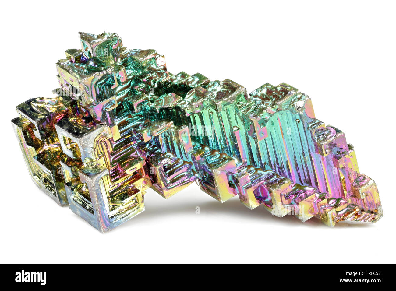 bismuth crystal isolated on white background Stock Photo - Alamy
