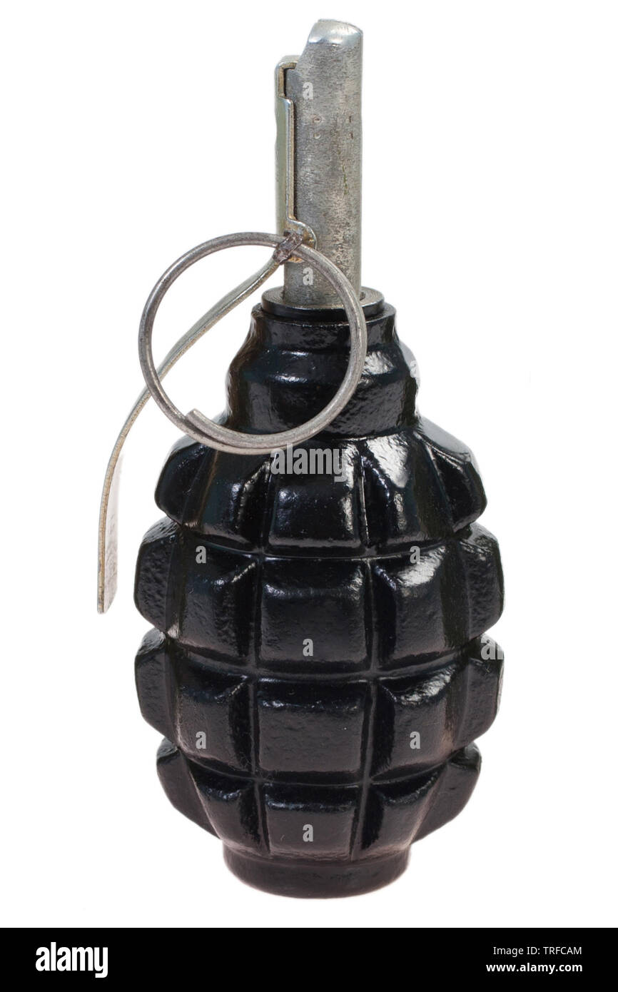 F-1 fragmentation hand grenade isolated on white background Stock Photo ...
