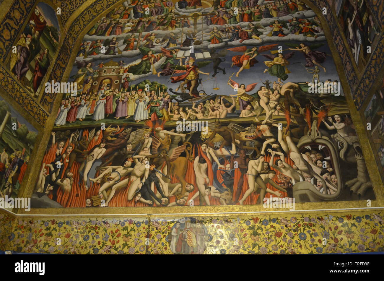 Historical wall paintings on the church wall Stock Photo - Alamy