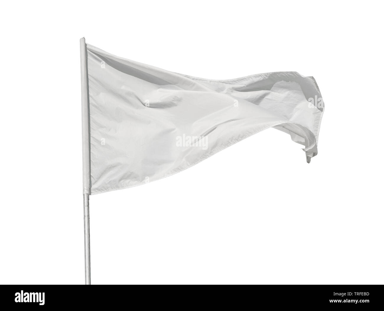 White flag waving in the wind, isolated on white background Stock Photo ...