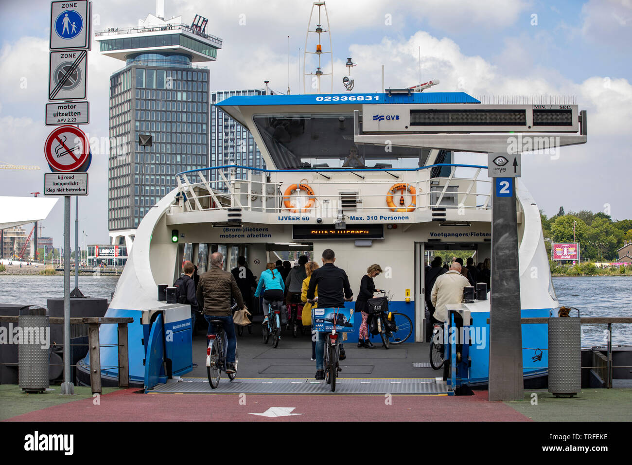 Amsterdam, Netherlands, ferry terminal at the bus station, central ...