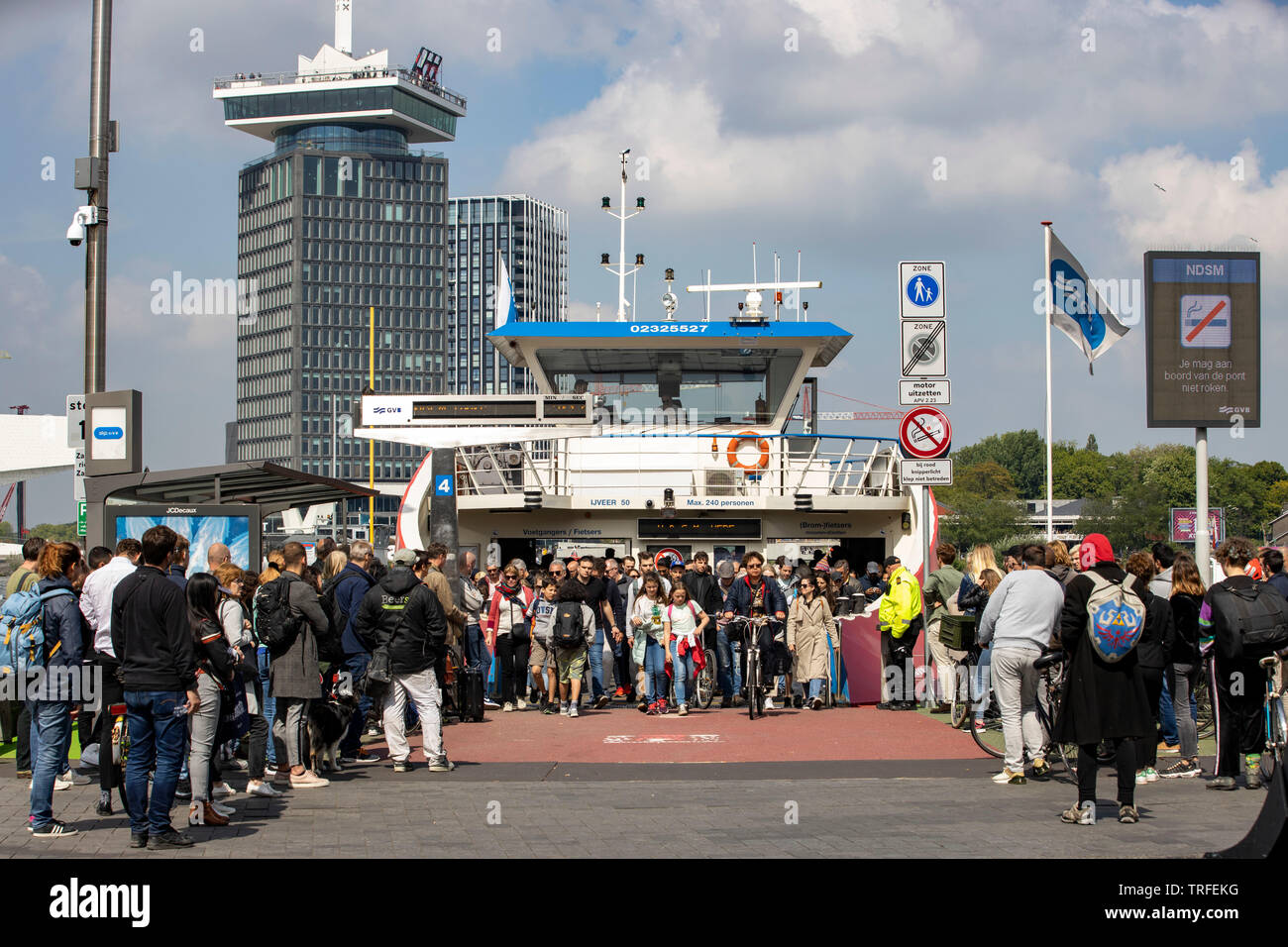 Amsterdam, Netherlands, ferry terminal at the bus station, central ...