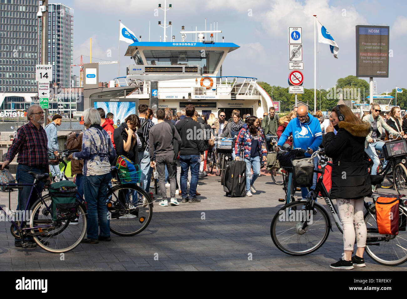 Amsterdam, Netherlands, ferry terminal at the bus station, central ...
