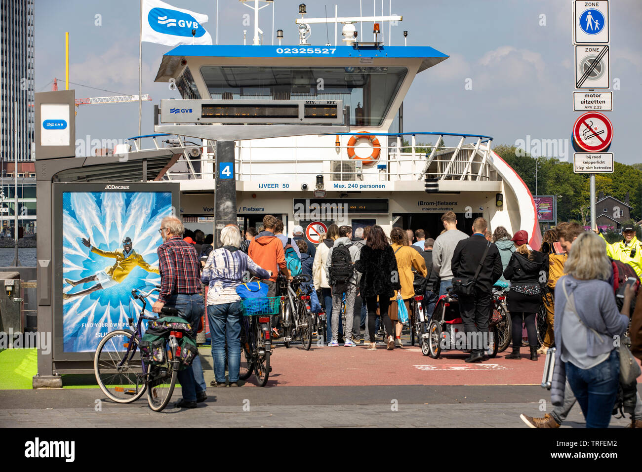 Amsterdam, Netherlands, ferry terminal at the bus station, central ...