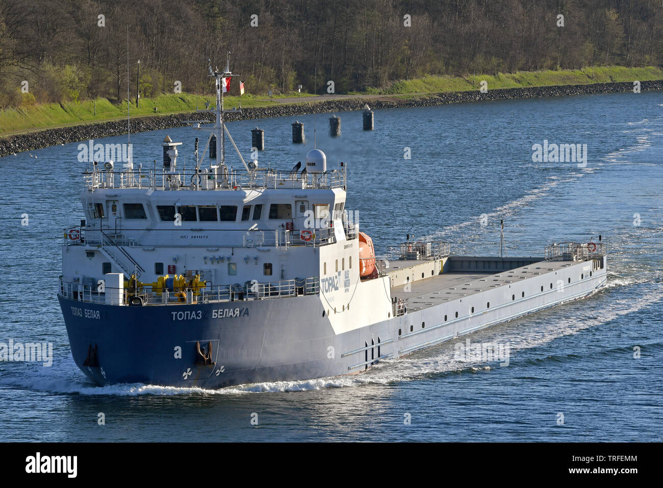 Deck Cargo Ship Topaz Belaya Stock Photo - Alamy
