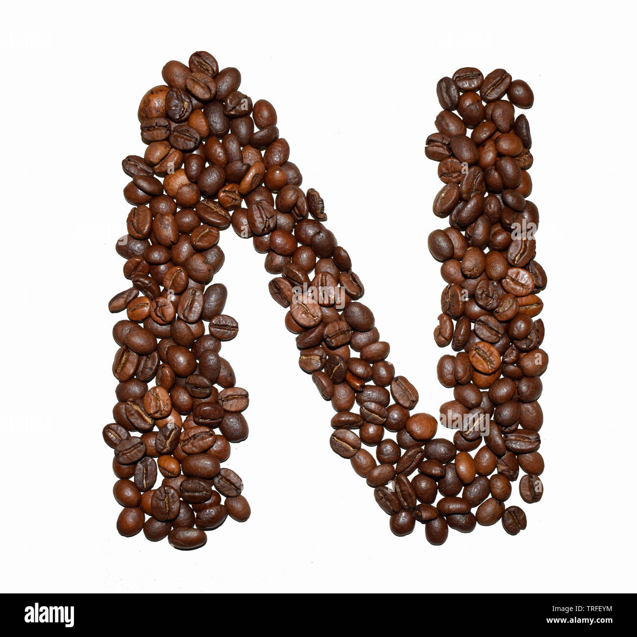 English Coffee Alphabet isolated on white. Roasted coffee beans. ?offee ...