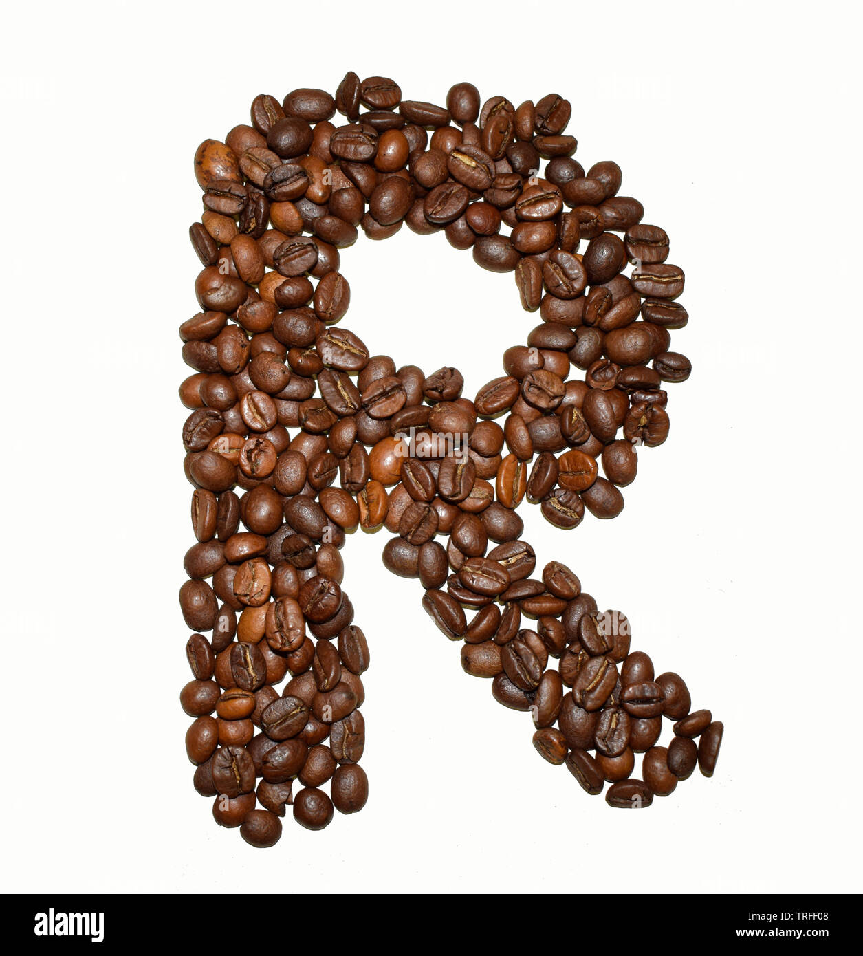 English Coffee Alphabet isolated on white. Roasted coffee beans. ?offee ...
