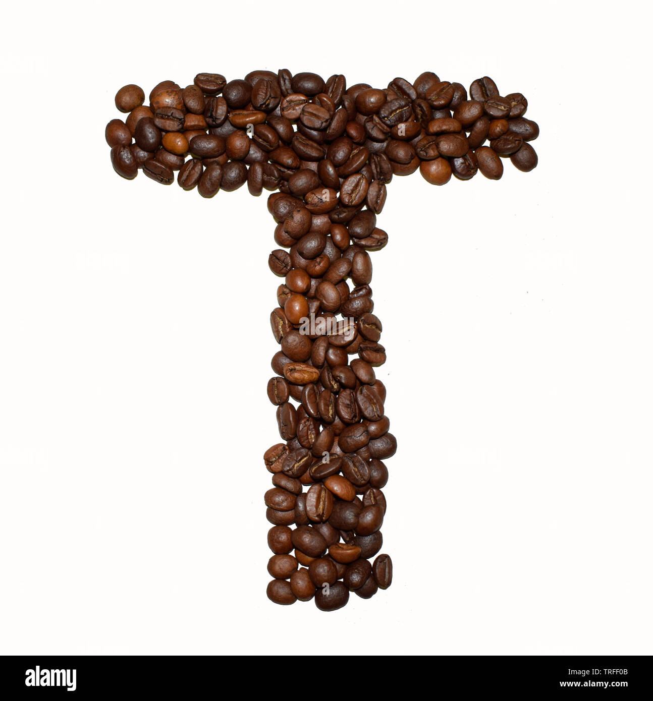 English Coffee Alphabet isolated on white. Roasted coffee beans. ?offee ...