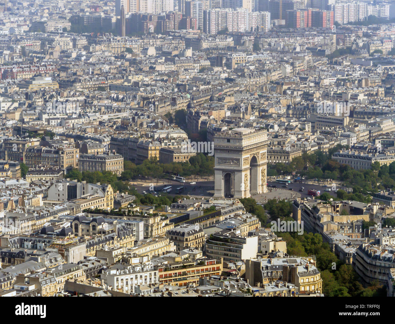 Panoramic view of Paris with Arc de Triomphe Stock Photo - Alamy