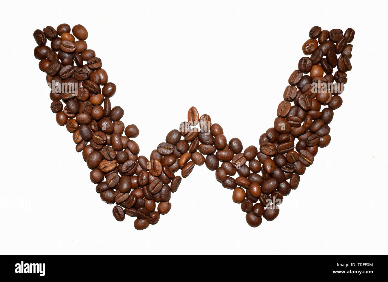 English Coffee Alphabet isolated on white. Roasted coffee beans. ?offee ...