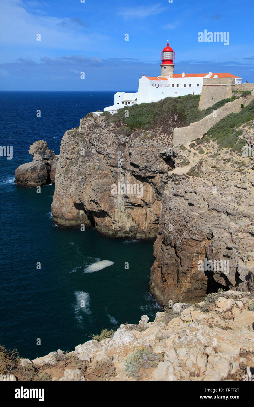 Portugal Algarve Cabo De Sao Vicente Lighthouse Stock Photo Alamy
