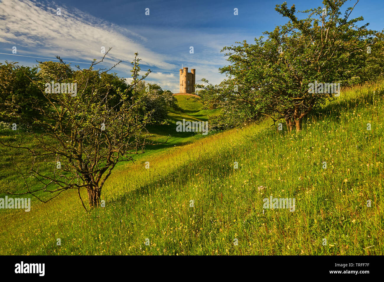 Broadway Tower stands on top of Fish Hill in the northern Cotswolds ...