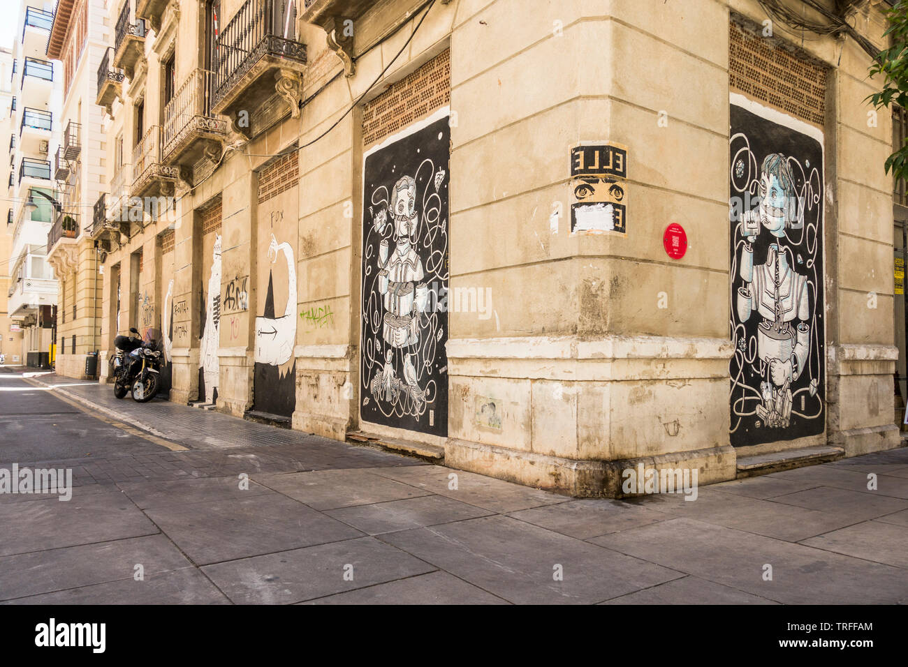 Street view of Malaga Soho art district. Malaga Andalusia, Spain Stock ...