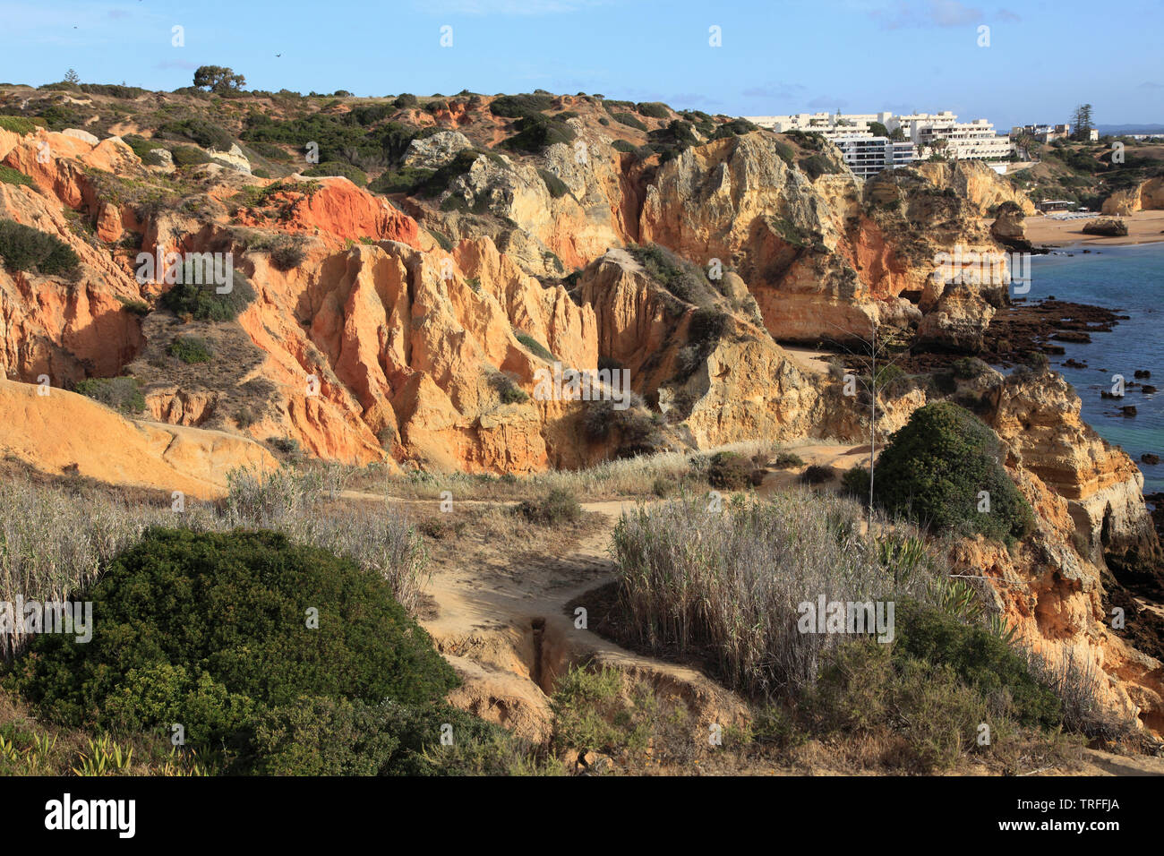 Portugal, Algarve, Lagos, Praia do Camilo, cliffs, scenery Stock Photo ...