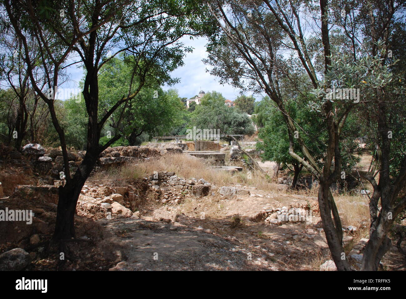 Ruins and pottery fragments at the Ancient Athenian Agora in Athens ...