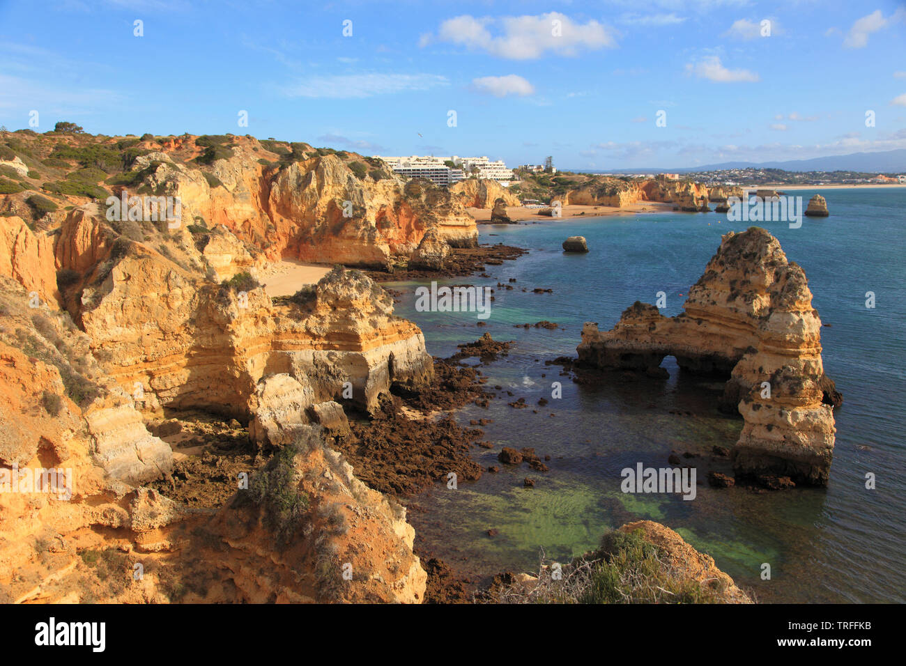 Portugal, Algarve, Lagos, Praia do Camilo, cliffs, scenery Stock Photo ...