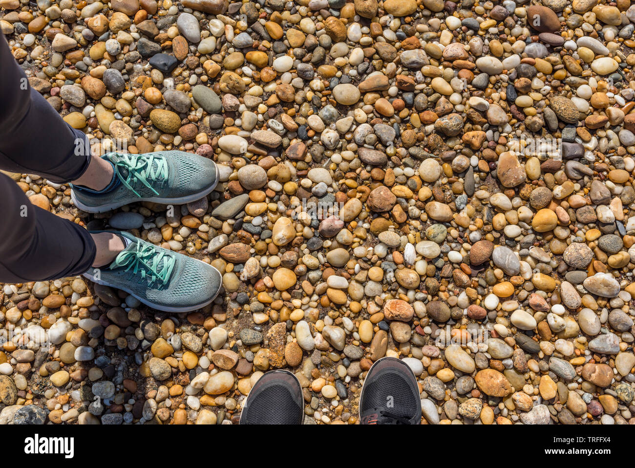 small to medium sized rocks on a beach during a sunny day Stock Photo ...