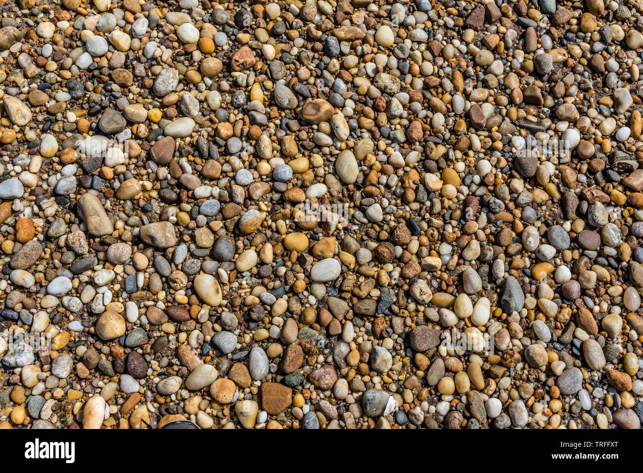 small to medium sized rocks on a beach during a sunny day Stock Photo ...