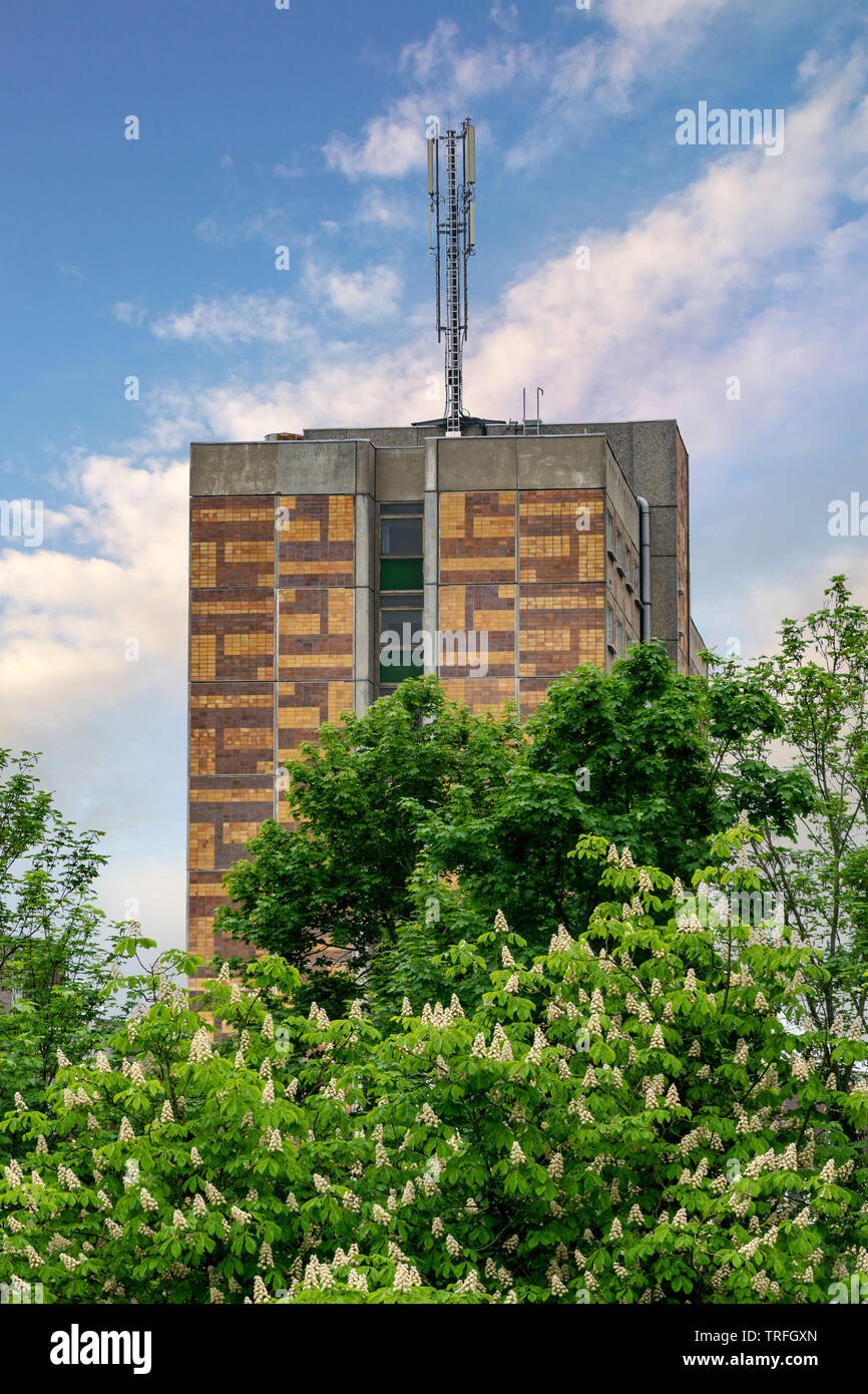 modern apartment building with mobile communications antenna Stock ...