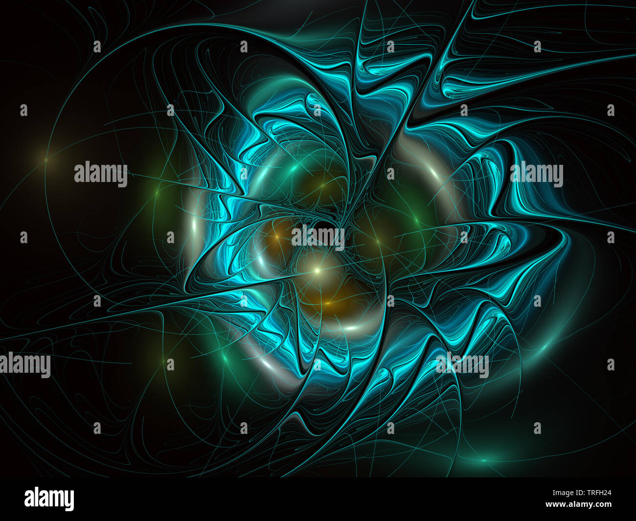 Fabulous fractal pattern in blue. Digital fractal art. Smooth blue ...