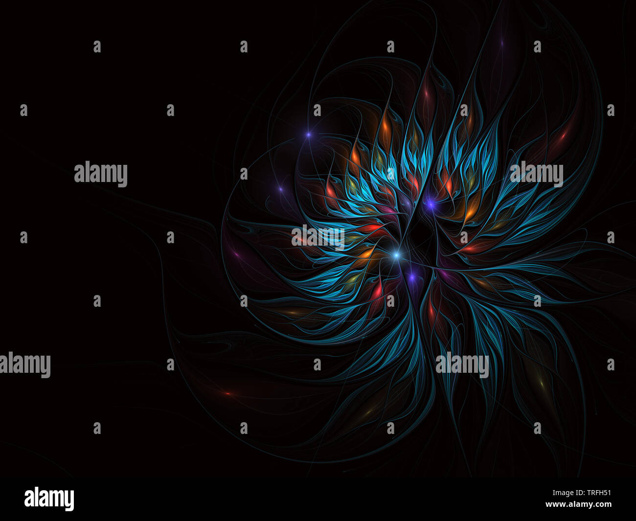 Fabulous fractal pattern in blue. Digital fractal art. Smooth blue ...