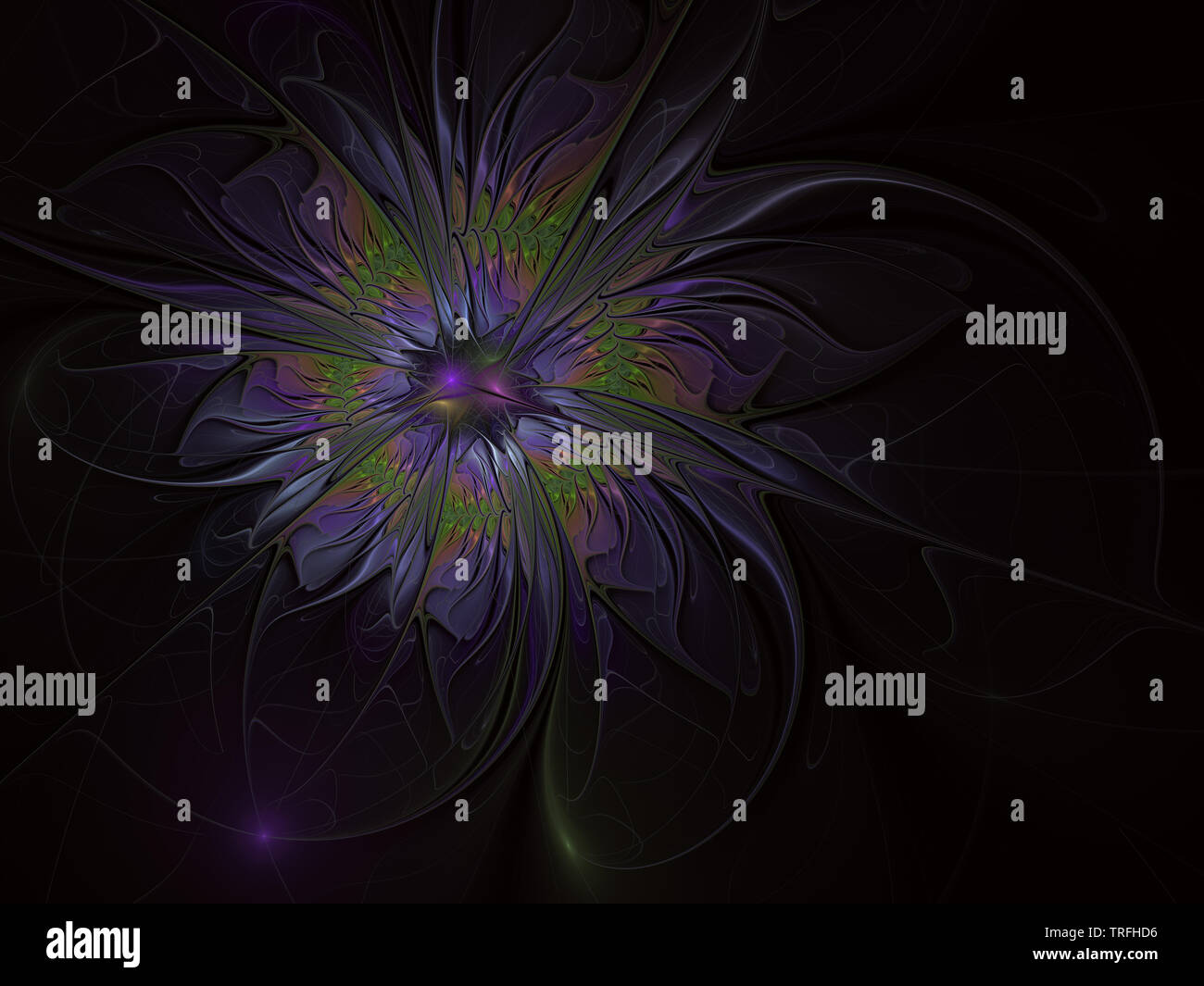 Abstract exotic flower with textured petals. Elegant fractal flower on ...