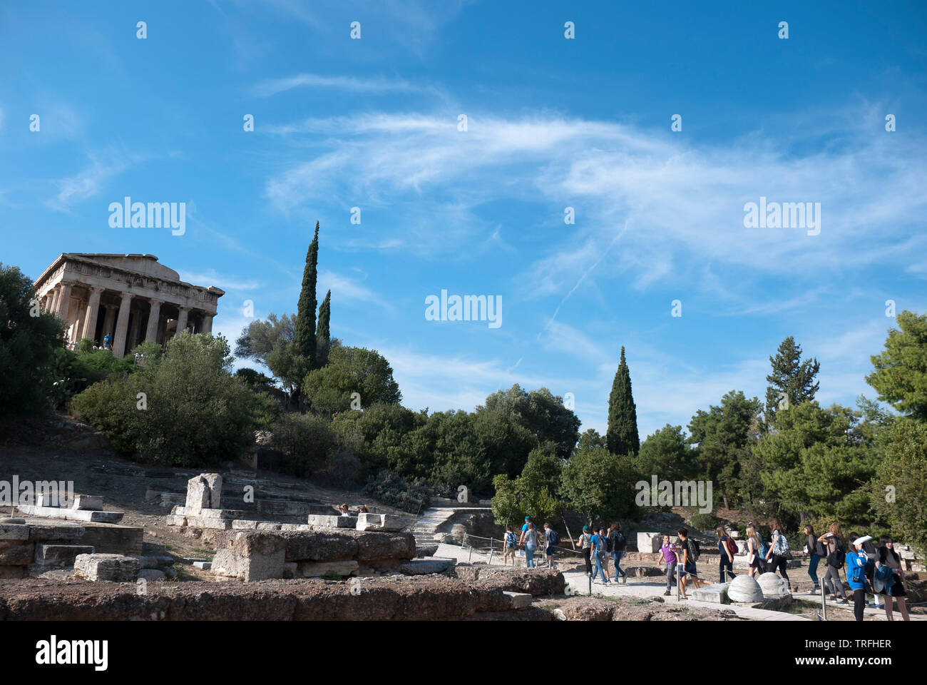 The temple of Hephaestus at the Ancient Athenian Agora in Athens ...