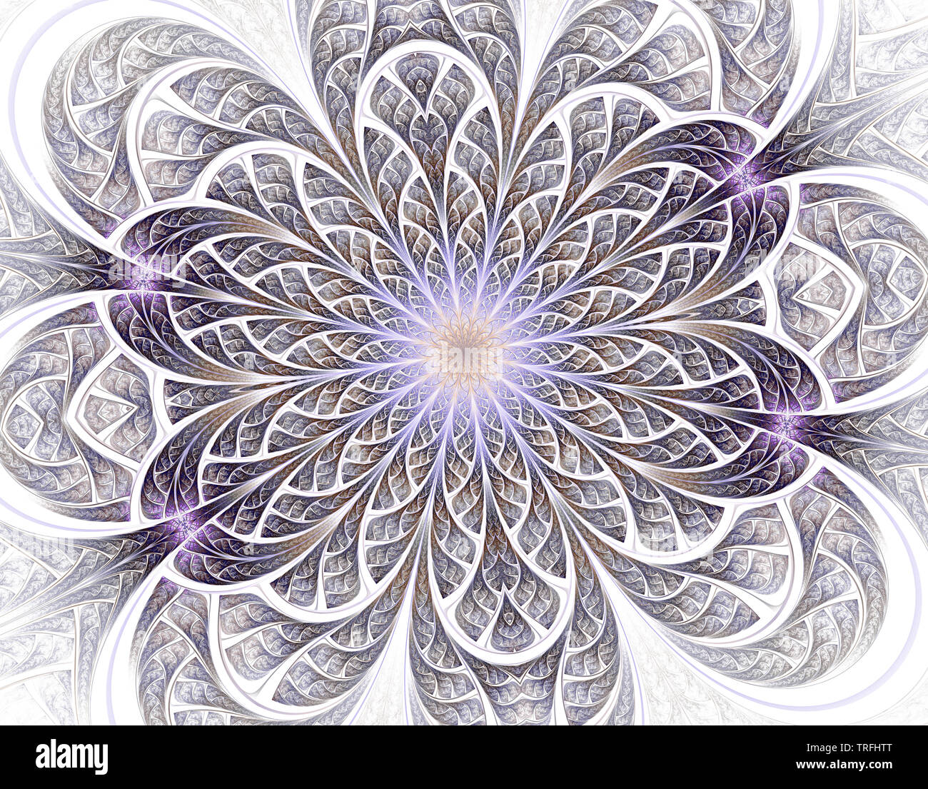Soft and light colorful Beautiful fractal flower. Computer generated ...