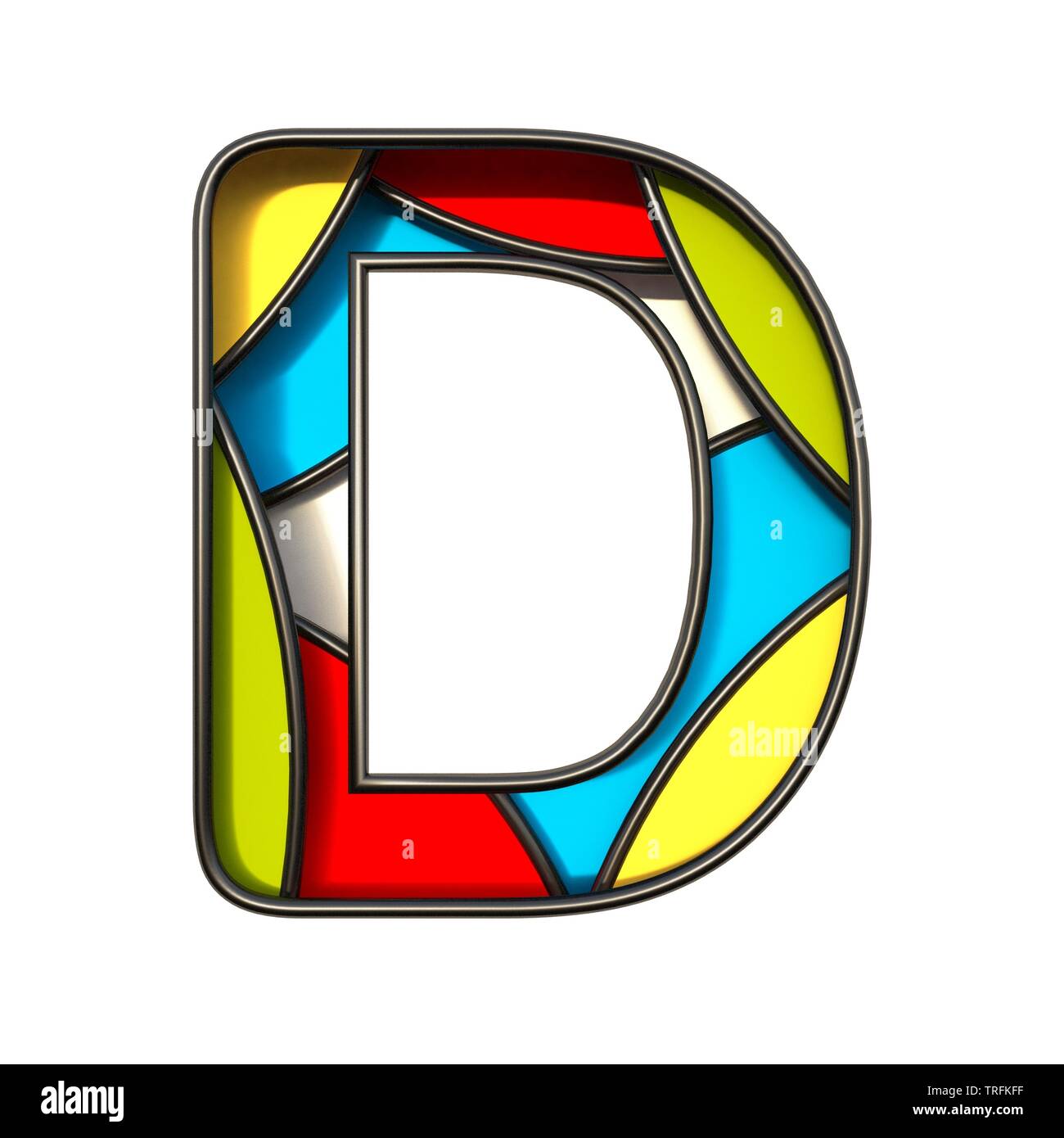 Multi color layers font Letter D 3D rendering illustration isolated on ...