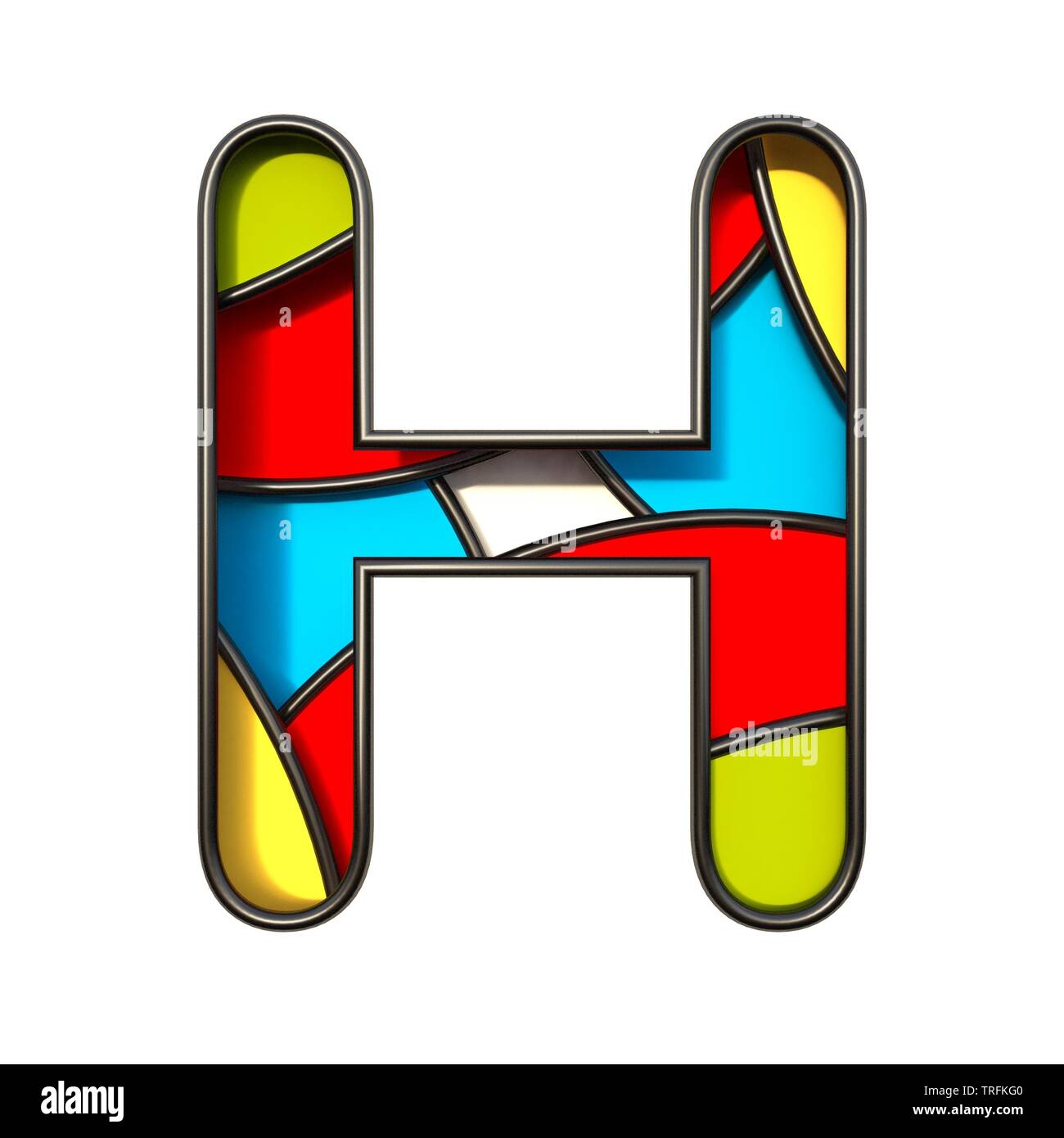 Multi color layers font Letter H 3D rendering illustration isolated on ...