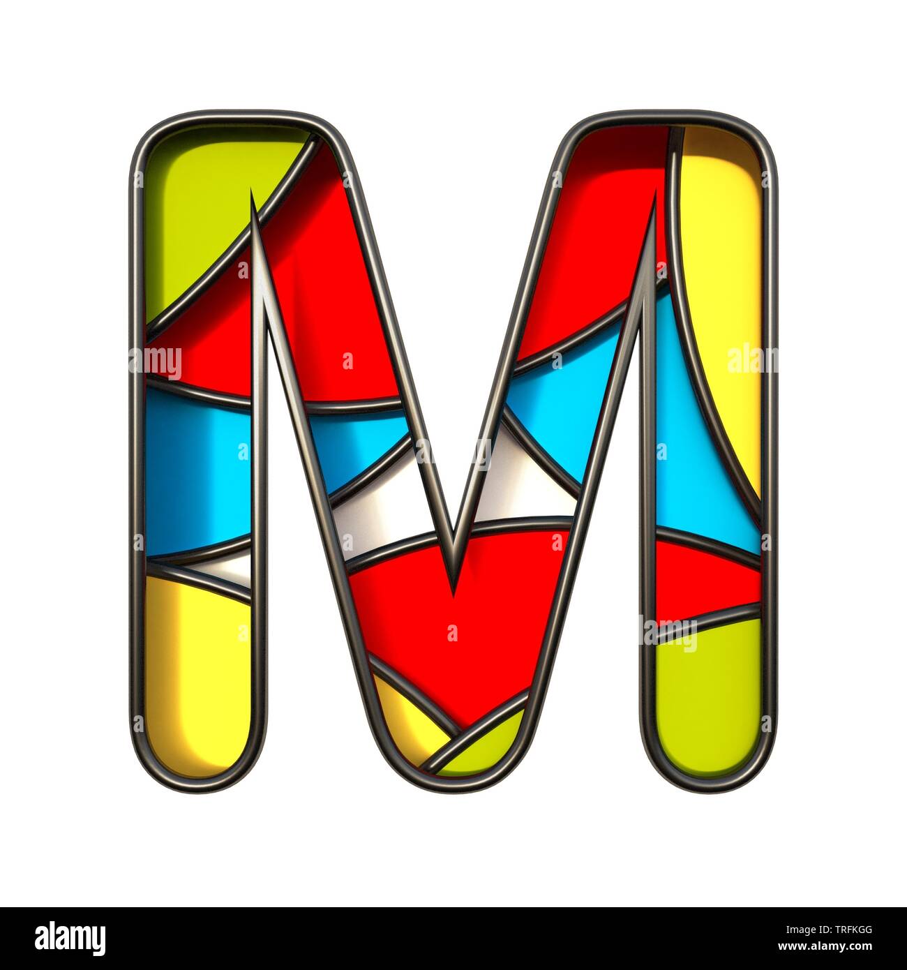 Multi color layers font Letter M 3D rendering illustration isolated on ...