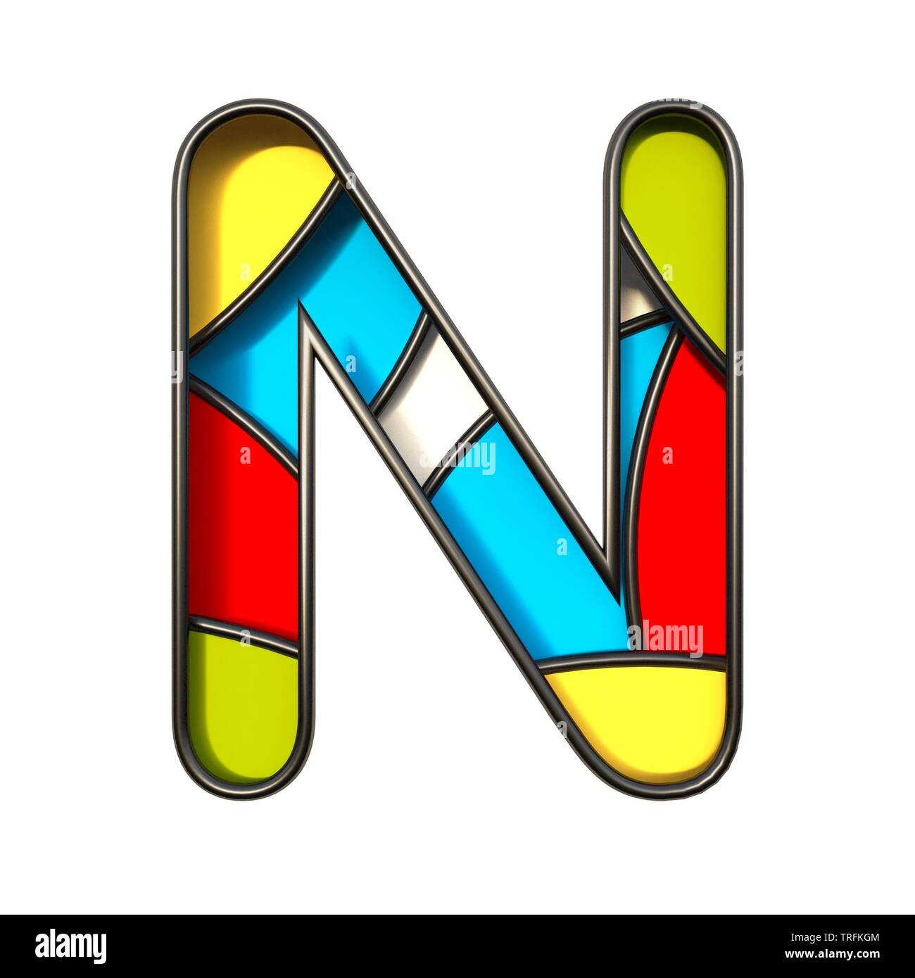 Multi color layers font Letter N 3D rendering illustration isolated on ...