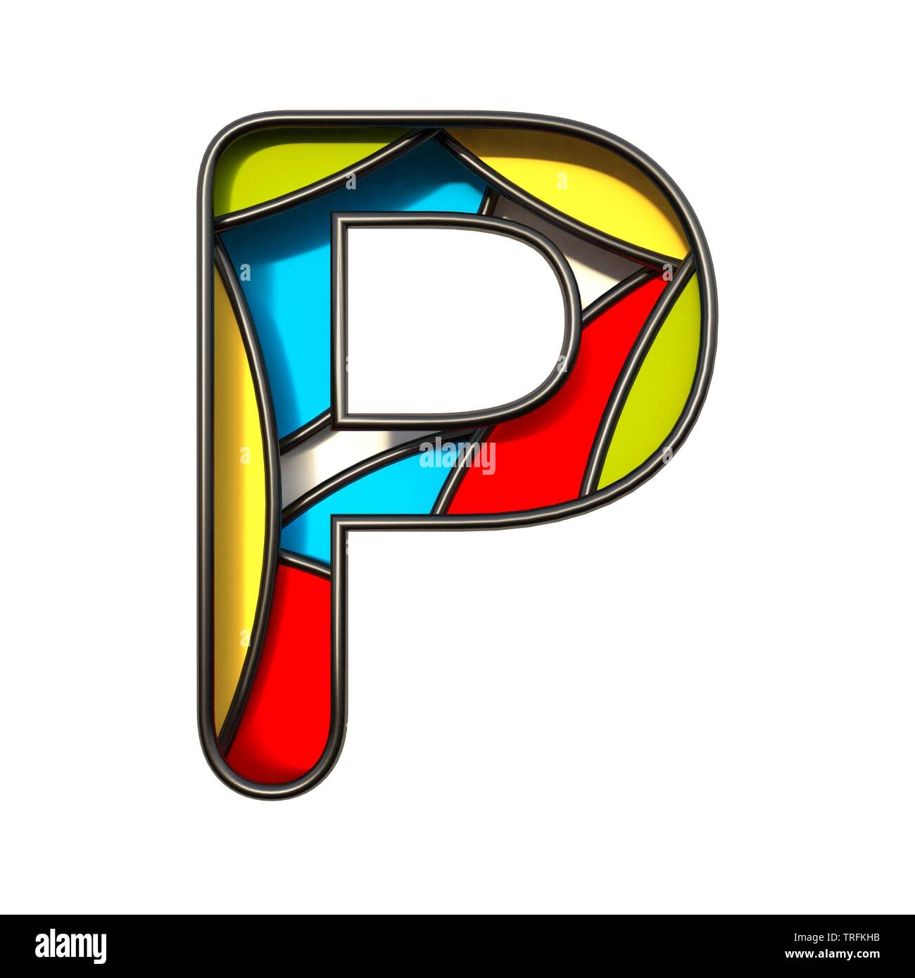 Multi color layers font Letter P 3D rendering illustration isolated on ...