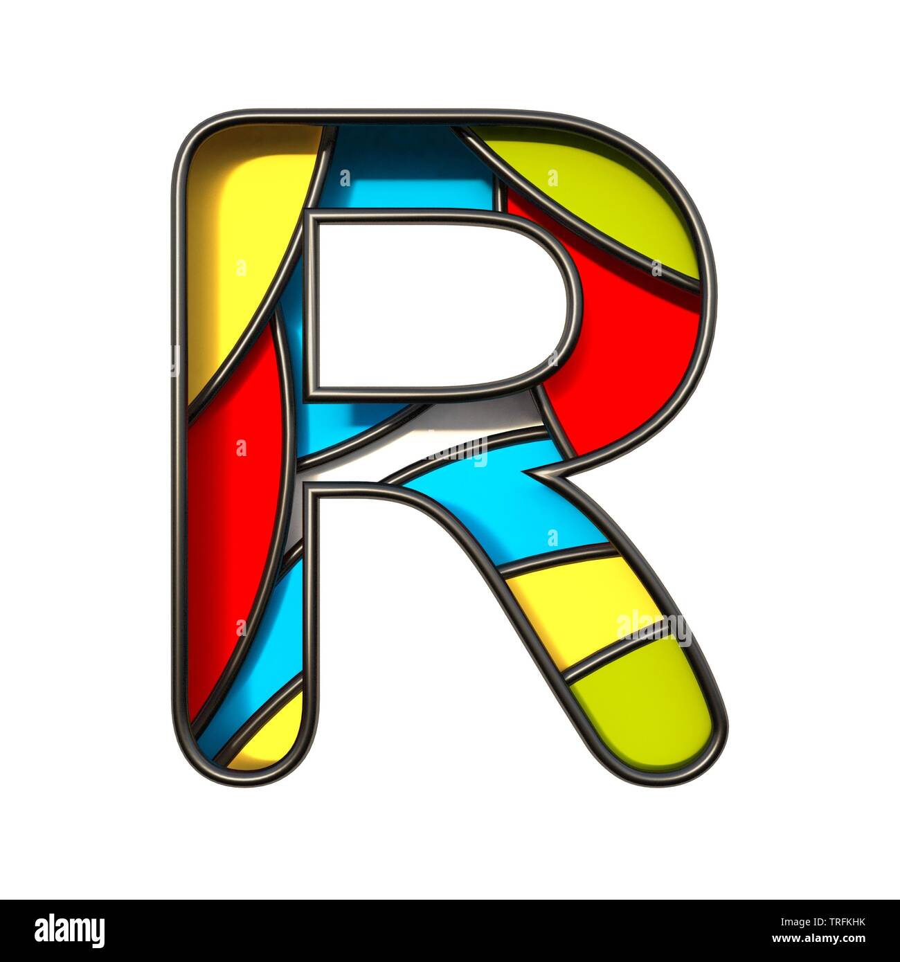 Multi color layers font Letter R 3D rendering illustration isolated on ...