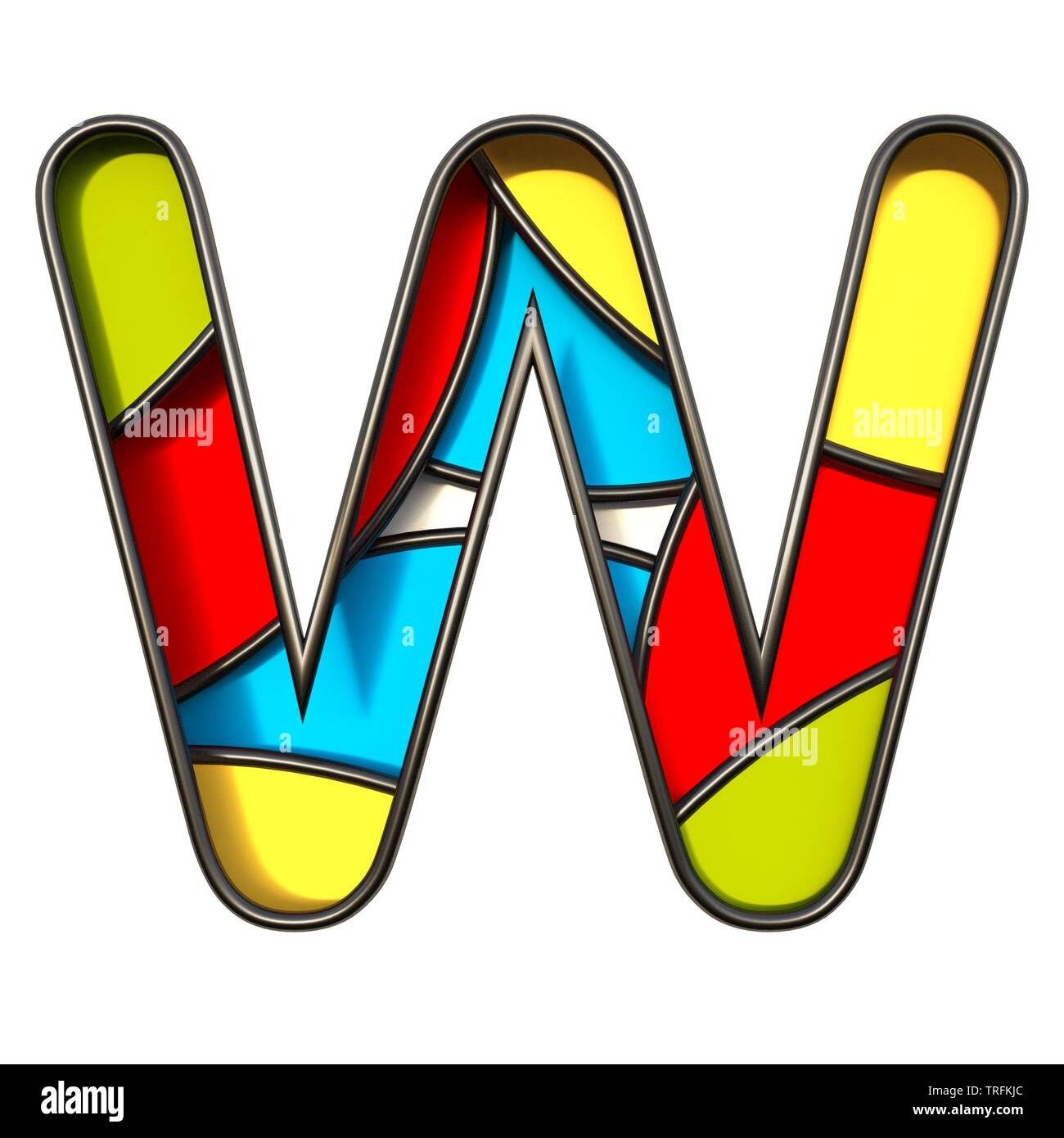 Multi color layers font Letter W 3D rendering illustration isolated on ...