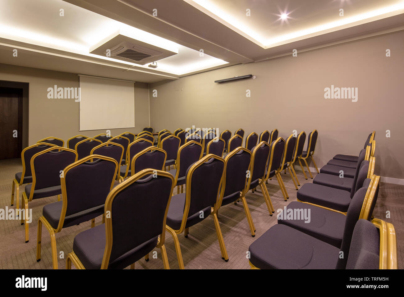 Seminar presentation. Empty conference room, lots of empty seats ...