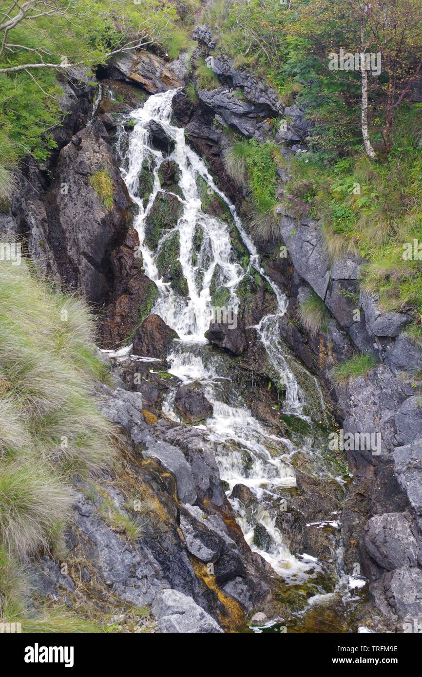 Highland Burn Waterfall Flowing in a Gully through Middle Jurassic Lias ...