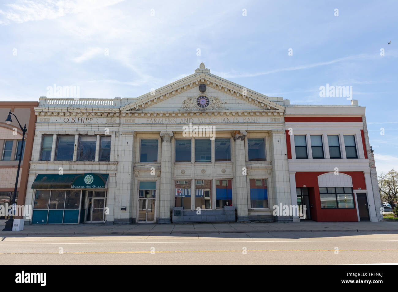 Benton Harbor, Michigan, USA - May 4, 2019: Old buildings on West Main ...